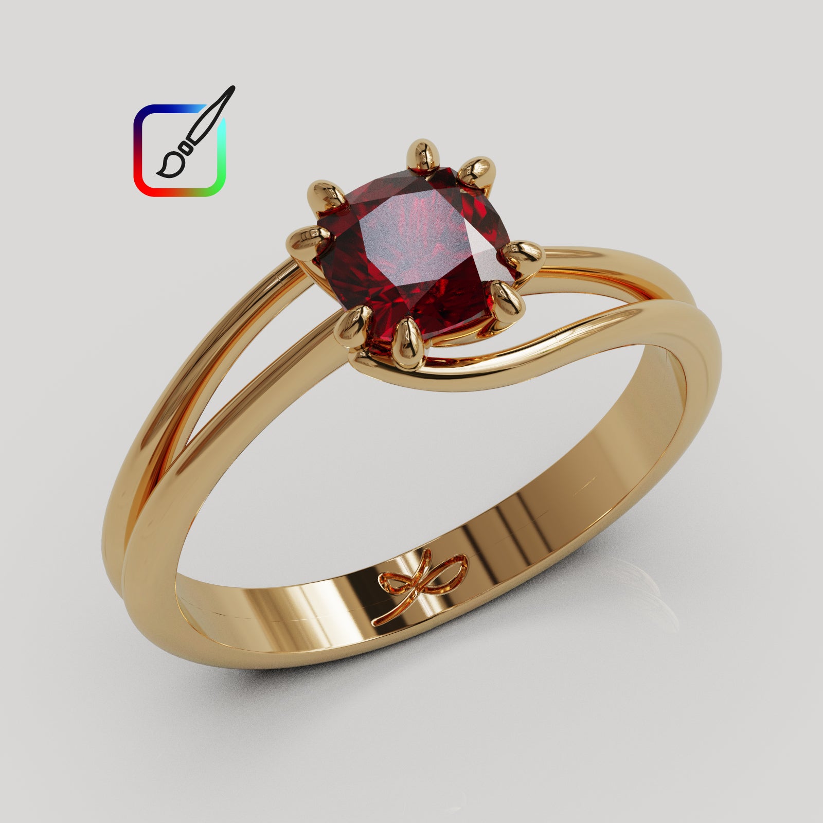 PERSONALIZABLE Anillo Solitario Rosa – RIVEROS joyas